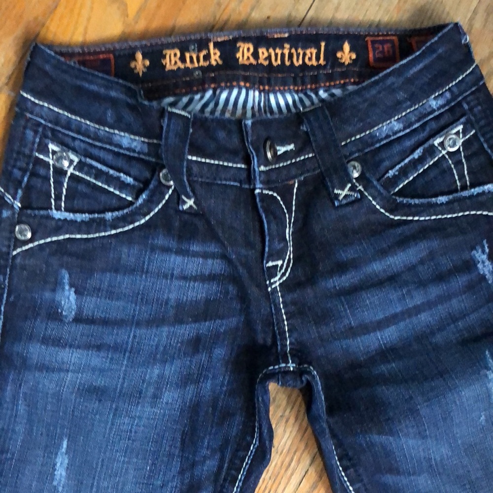 Rock Revival Distressed Stephanie Boot Cut Jeans Size… - Gem